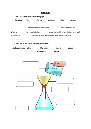 KS3 Filtration Worksheet | Teaching Resources