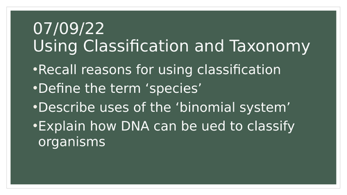 CIE 1.2 Classification & Binomial System | Teaching Resources