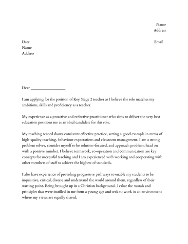 Private school application letter | Teaching Resources