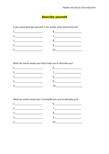 T-Level Health Induction activities | Teaching Resources