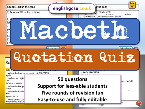 Macbeth Quotes | Teaching Resources