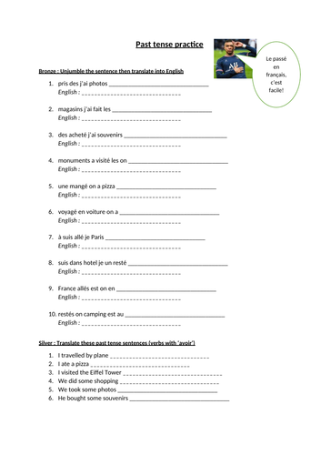 Past tense revision with 'avoir' and 'être' | Teaching Resources