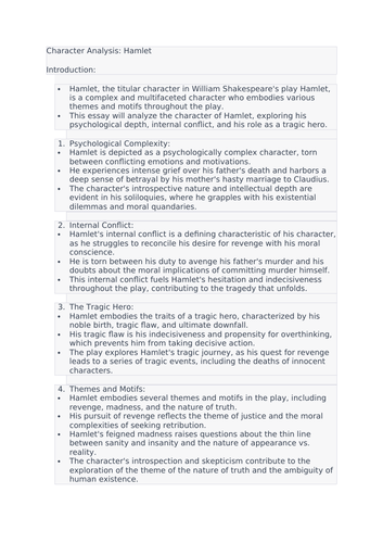 LC English 2023 Essay Notes Character of Hamlet | Teaching Resources