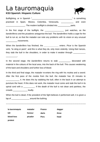 Bullfighting - Spanish Culture | Teaching Resources