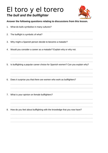 Bullfighting - Spanish Culture - 2 | Teaching Resources