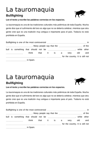 Bullfighting - Spanish Culture - 3 | Teaching Resources