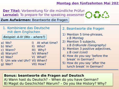German - Stimmt! 1 Kapitel 4: Schule ist klasse! - Powerpoints ...