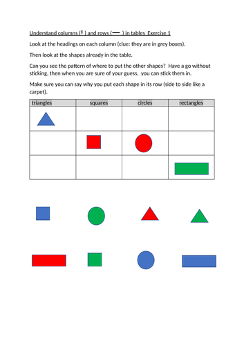 Understand columns and rows in tables | Teaching Resources