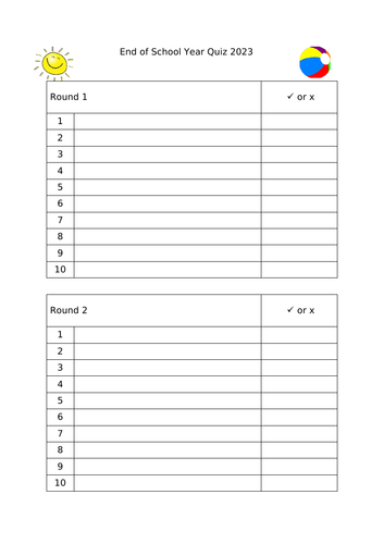 Unleash the Fun: End of School Year Quiz (Primary)-2023 | Teaching ...