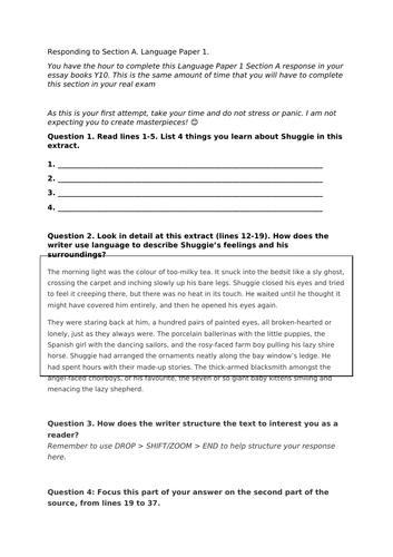 AQA Language Paper 1 Section A Question 4 | Teaching Resources