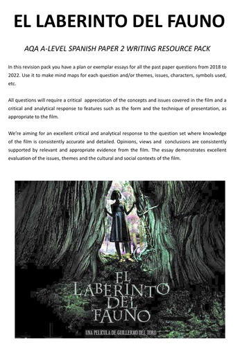 El Laberinto del Fauno AQA A Level Spanish Revision Pack | Teaching ...