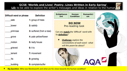'Lines Written in Early Spring' - NEW AQA 'Worlds and Lives' | Teaching Resources