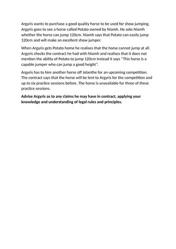 A-Level Law: Contract Law Scenario Question Bundle (Eduqas) | Teaching ...