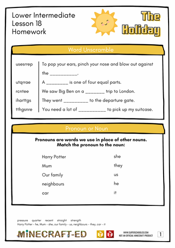 bundle PPT lesson The holiday 7-9 years with Homework & Preview ...