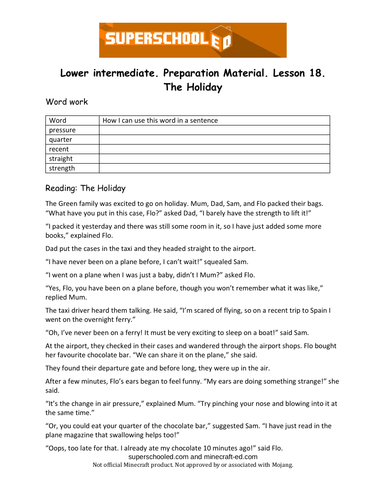 bundle PPT lesson The holiday 7-9 years with Homework & Preview ...