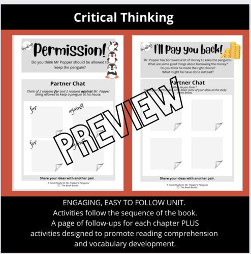 MR. POPPER'S PENGUINS by Richard Atwater NOVEL STUDY and Literacy Unit ...