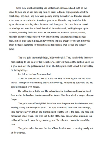 Reading Comprehension - The Iron Man (Week 1) | Teaching Resources