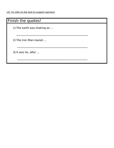 Reading Comprehension - The Iron Man (Week 2) | Teaching Resources