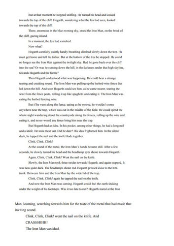 Reading Comprehension - The Iron Man (Week 2) | Teaching Resources