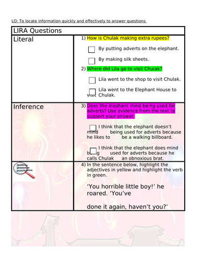 Reading Comprehension - The Firework Maker's Daughter (Week 1 ...