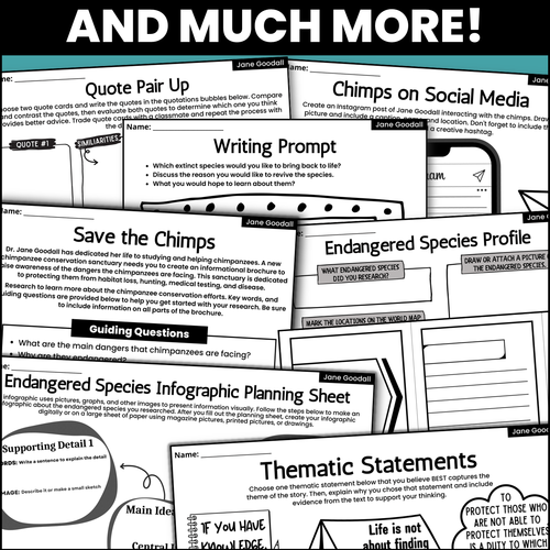 "The Watcher" Jane Goodall Book Companion Activities | Teaching Resources