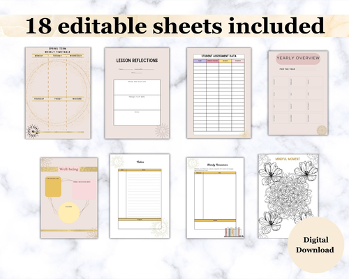 Digital Printable Teacher Planner Bundle Template, Editable PDF ...