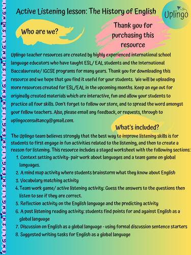 The History of English Four Skills | Teaching Resources