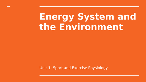 Unit 1; Sport and Exercise Physiology | Teaching Resources