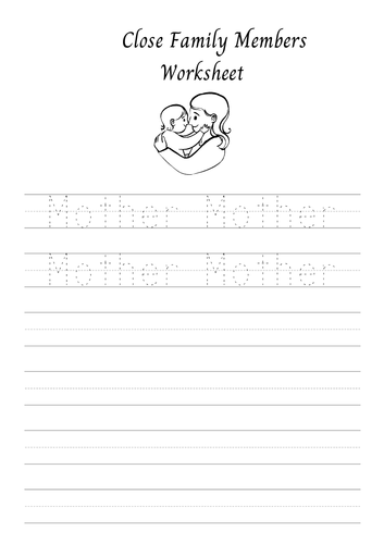 Close Family Members Vocabulary Spelling Handwriting Practice Sheets ...