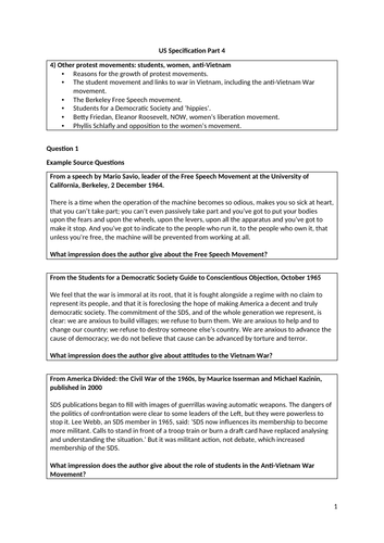 US Civil Rights – Part 4 - Revision Booklet – Paper 1 - IGCSE ...