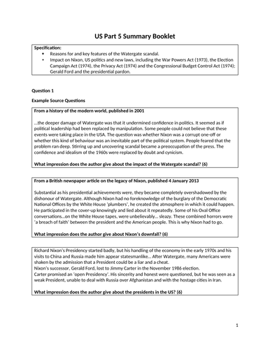 US Civil Rights – Part 5 - Revision Booklet – Paper 1 - IGCSE ...