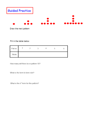 Sequences: From Patterns/Pictures | Teaching Resources