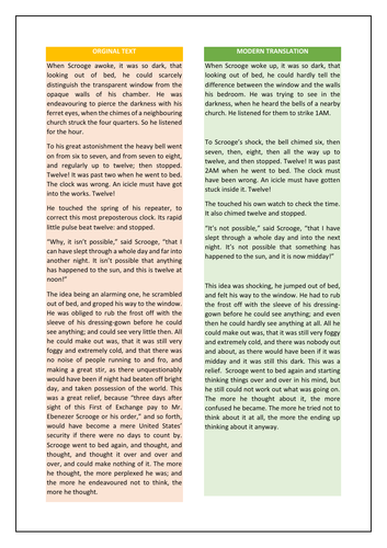 A Christmas Carol Stave Two Modern Translation Teaching Resources