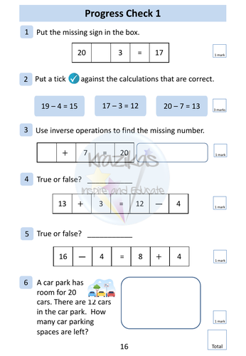 AQA Entry Level 1 Maths - Subtraction Within 20 | Teaching Resources