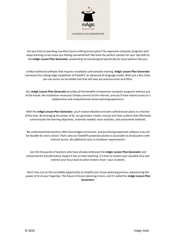 mAgIc lesson plan generator | Teaching Resources