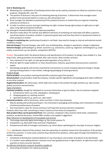 ccea AS business studies marketing mix revision notes | Teaching Resources