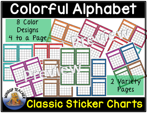 Colorful Alphabet Classic Sticker Charts | Teaching Resources