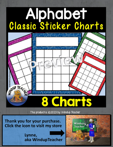 Colorful Alphabet Classic Sticker Charts | Teaching Resources
