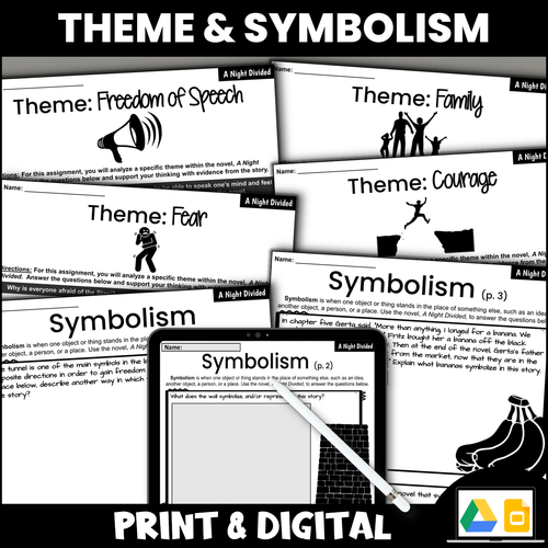 A Night Divided Novel Study Theme and Symbolism Extension Activities ...