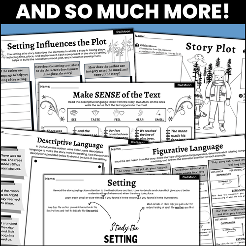 "Owl Moon" Book Companion Activities | Teaching Resources