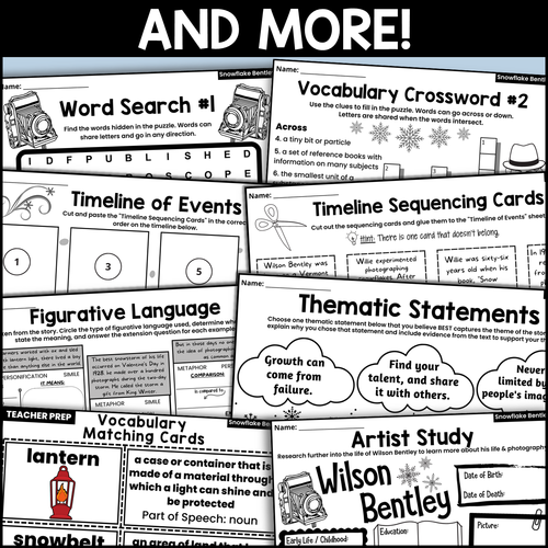 "Snowflake Bentley" Book Comprehension Activities | Teaching Resources