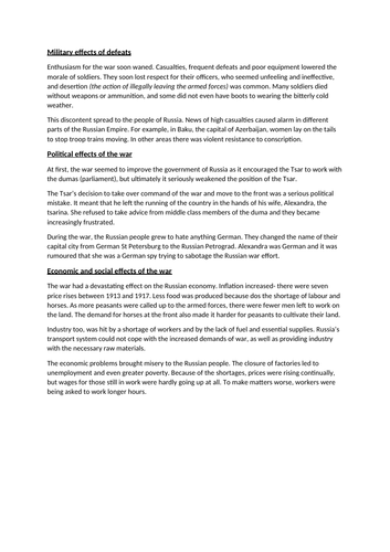 Causes of the Russian Revolution | Teaching Resources