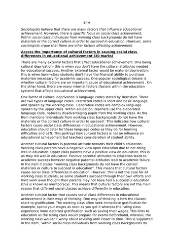 Model 30 mark essay with activities- Sociology Alevel (Education) AQA ...