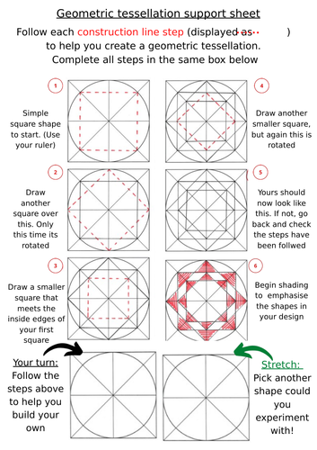 Geometric tessellation worksheets x3 | Teaching Resources