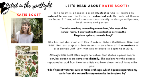 Artist in the spotlight - Katie Scott. Reading and comprehension task ...