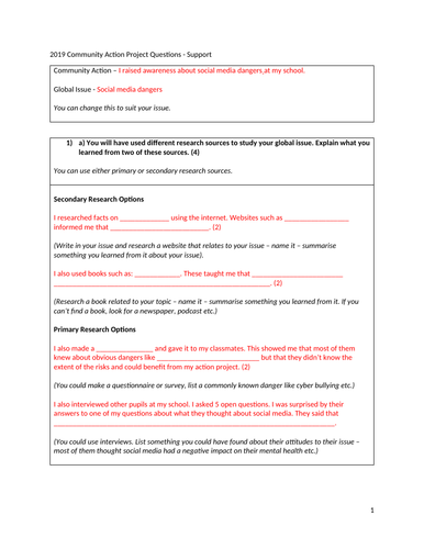 Community Action Project - Revision Booklet - Global Citizenship ...