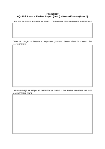 Psychology project booklets - Fear | Teaching Resources