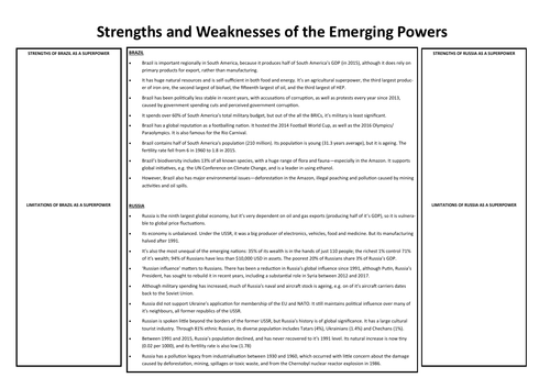 Superpowers Edexcel Alevel Geography - EQ1 Lessons and Resources ...