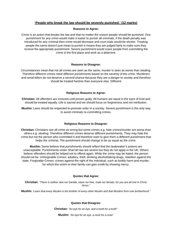 Lesson 4 - Aims of Punishment -Crime and Punishment GCSE AQA RS FREE ...