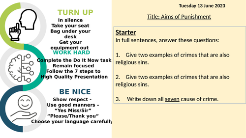Lesson 4 - Aims of Punishment -Crime and Punishment GCSE AQA RS FREE ...